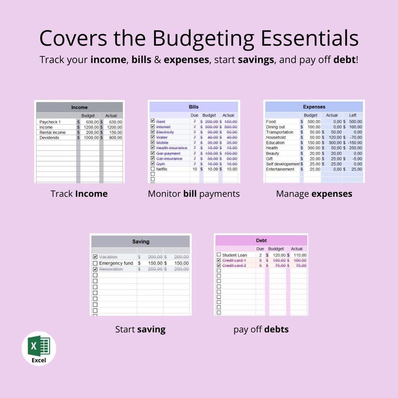 Family Finance Spreadsheet Couples, Excel Budget Template, Income ...