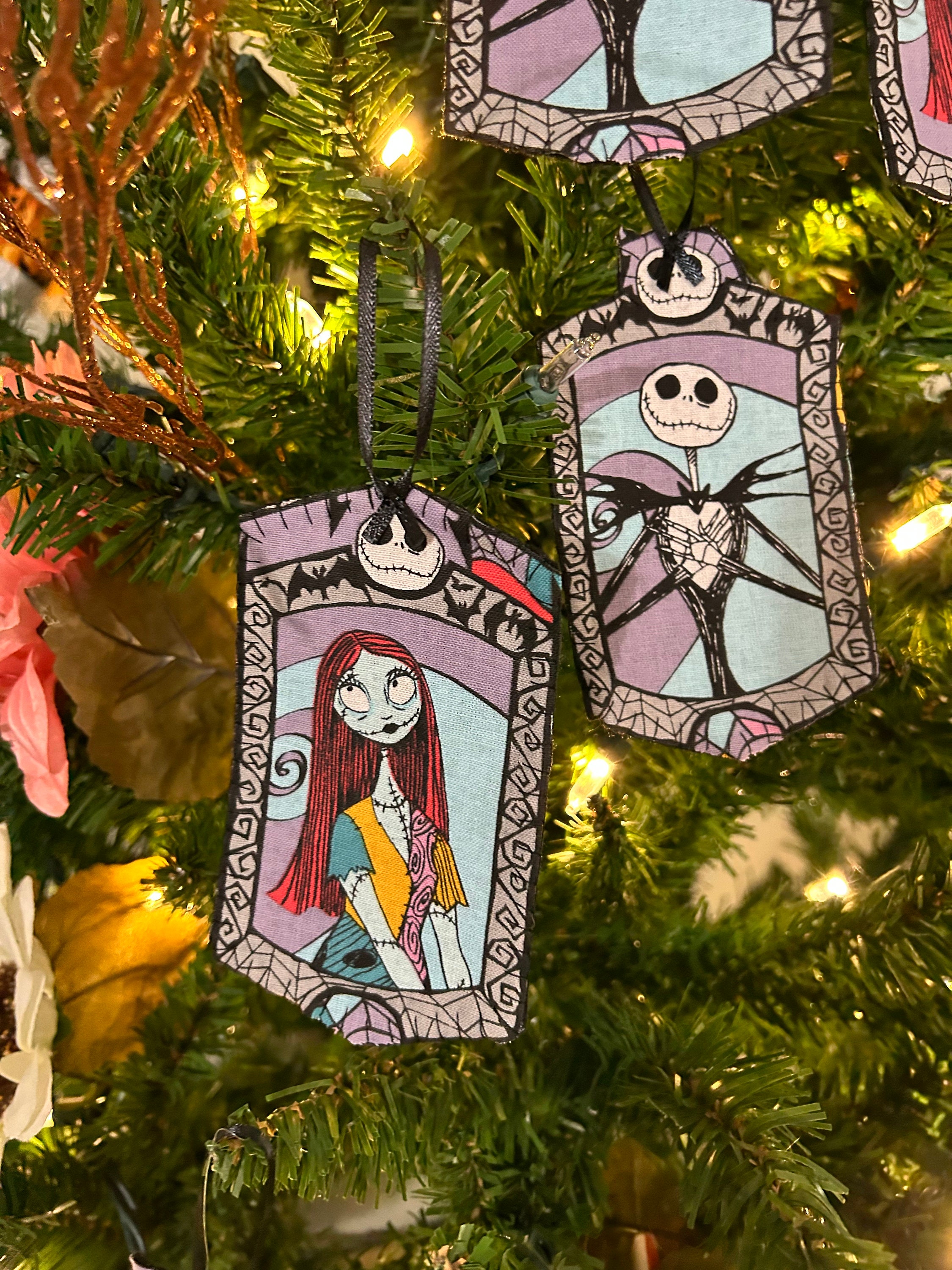 NBC Jack and Sally Ornaments for a Seasonal Tree. Set of 6, 3 Jack and ...