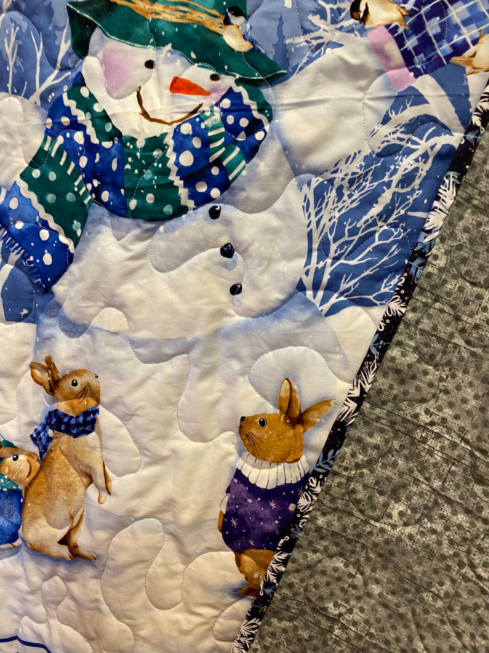 Snowman and Furry Friend's Quilt. Measures 59 X 78 Inches. - Etsy