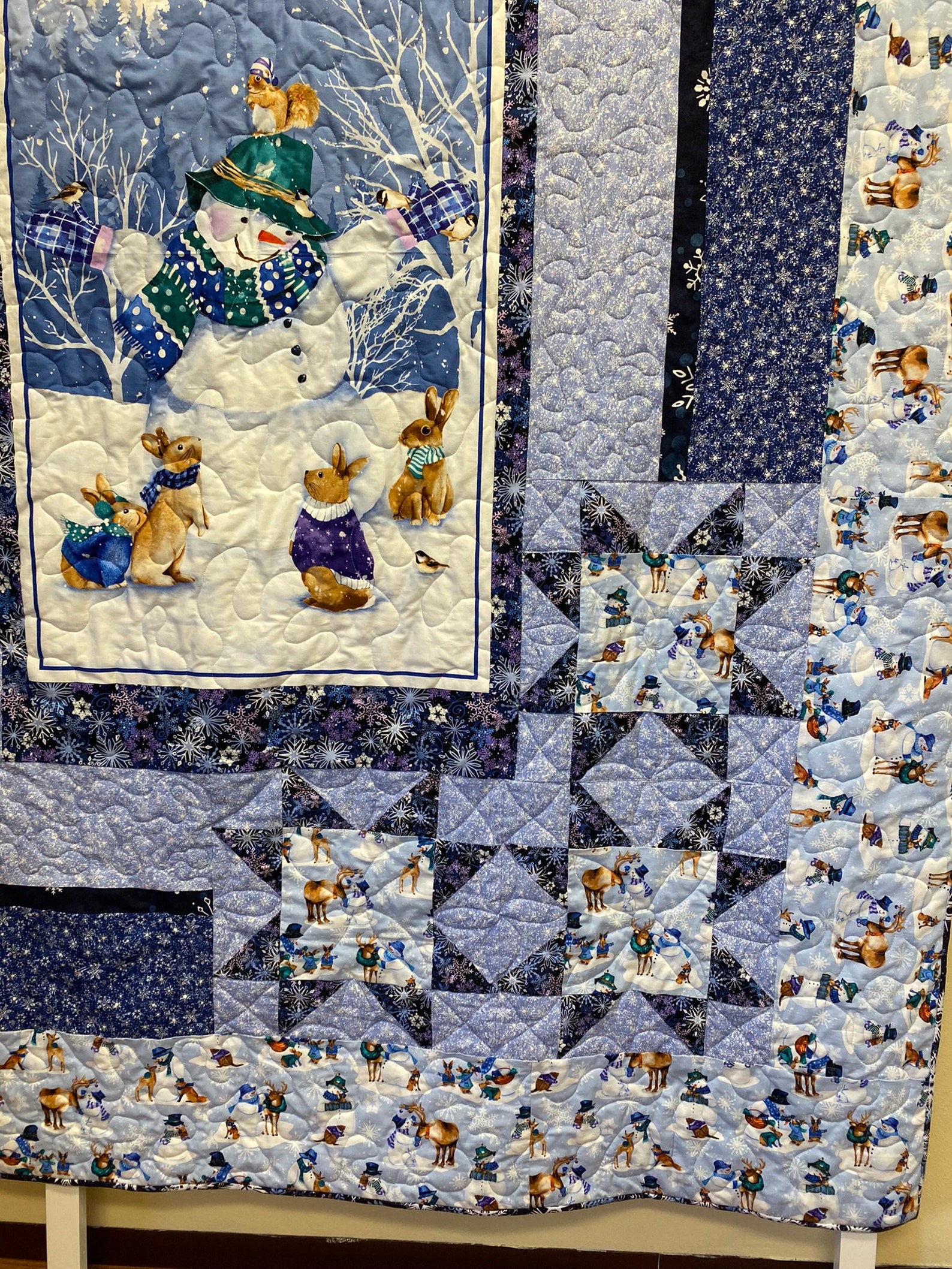 Snowman and Furry Friend's Quilt. Measures 59 X 78 Inches. - Etsy