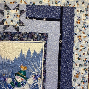Snowman and Furry Friend's Quilt. Measures 59 X 78 Inches. - Etsy