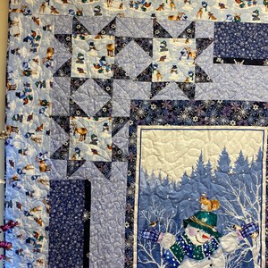 Snowman and Furry Friend's Quilt. Measures 59 X 78 Inches. - Etsy