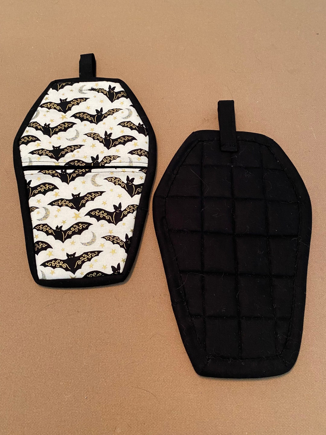 Bats Trimmed in Gold on White Background Coffin Pot - Etsy