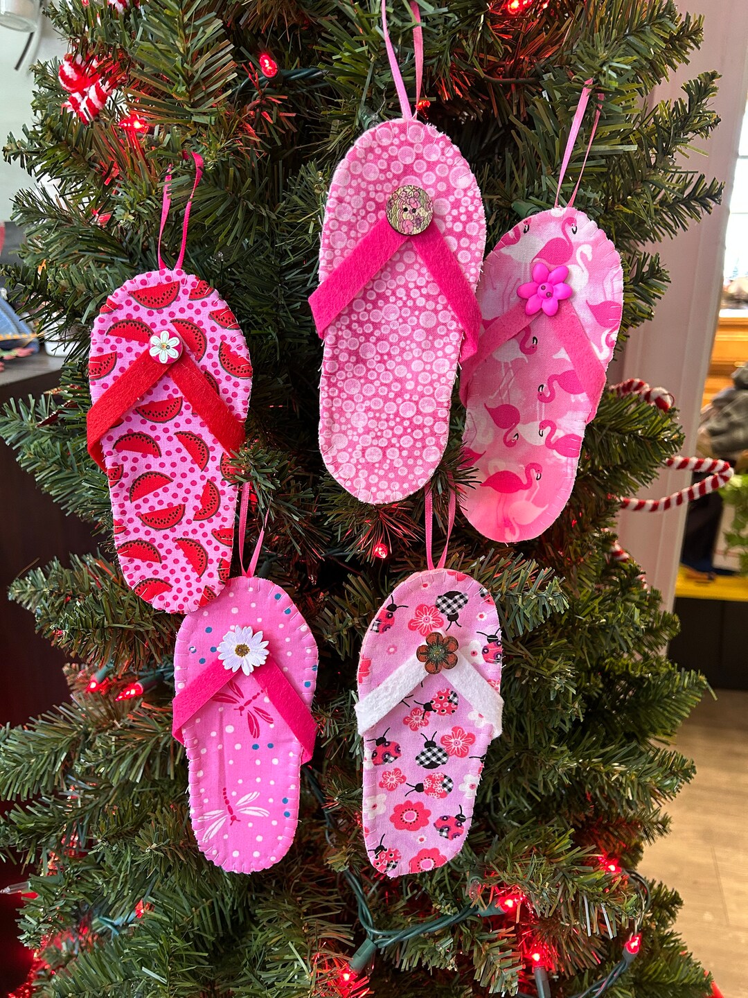 Summertime Flip Flops Seasonal Tree Ornaments - Set of 5. - Etsy