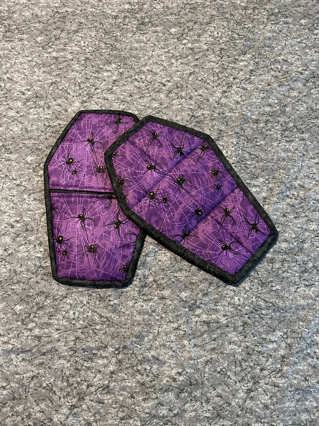 Spiderwebs With Spiders Coffin Potholders! Set of 2 - Etsy