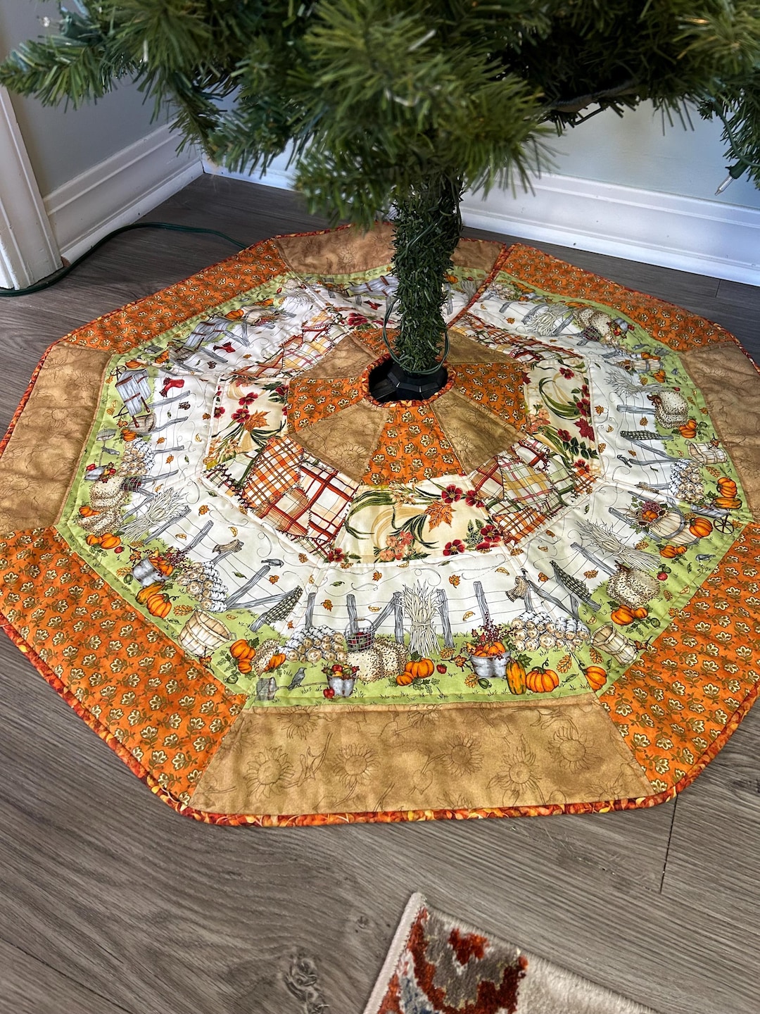 Harvest Time It Is! Fall Tree Skirt. Measures Approximately 37 Inches ...