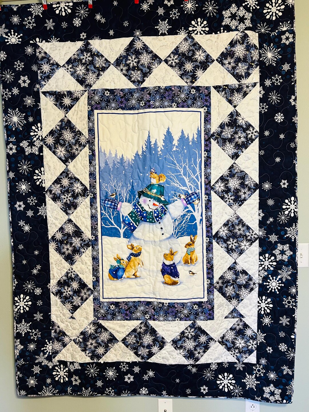 Snowman and Furry Forest Friends' Wintertime Quilt. Measures ...