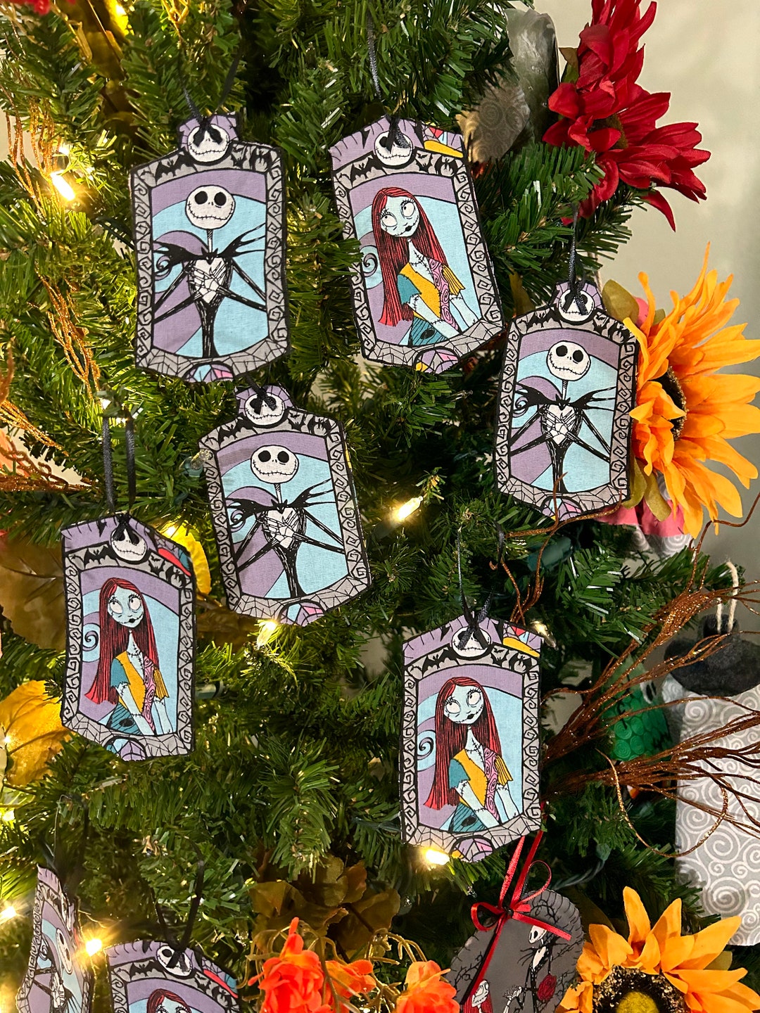 NBC Jack and Sally Ornaments for a Seasonal Tree. Set of 6, 3 Jack and ...