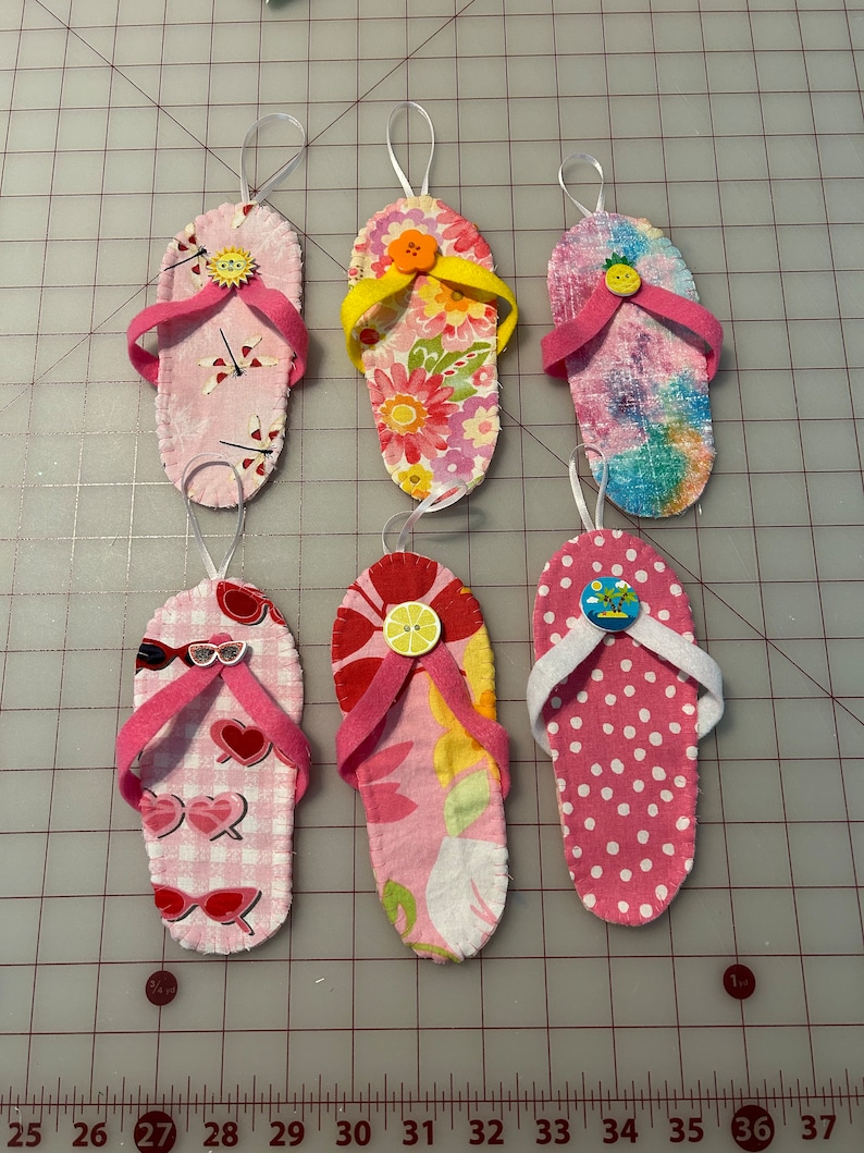 Summertime Flip Flop Ornaments for a Seasonal Tree Set of 6 Pink - Etsy