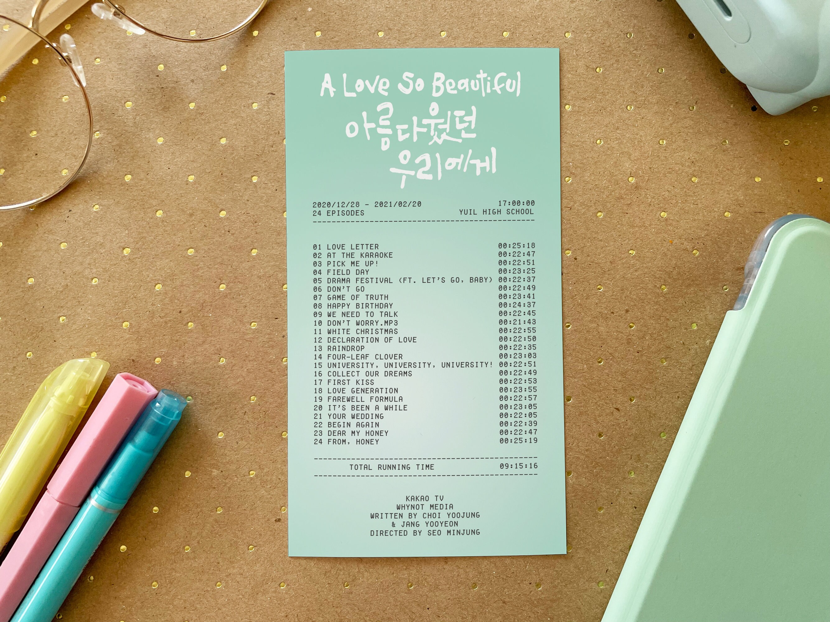 A Love so Beautiful -- Kdrama Receipts - Etsy