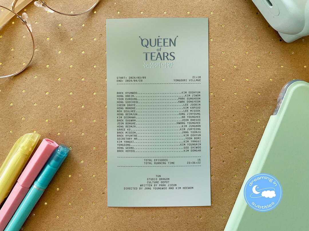 QUEEN OF TEARS -- Kdrama Receipts - Etsy