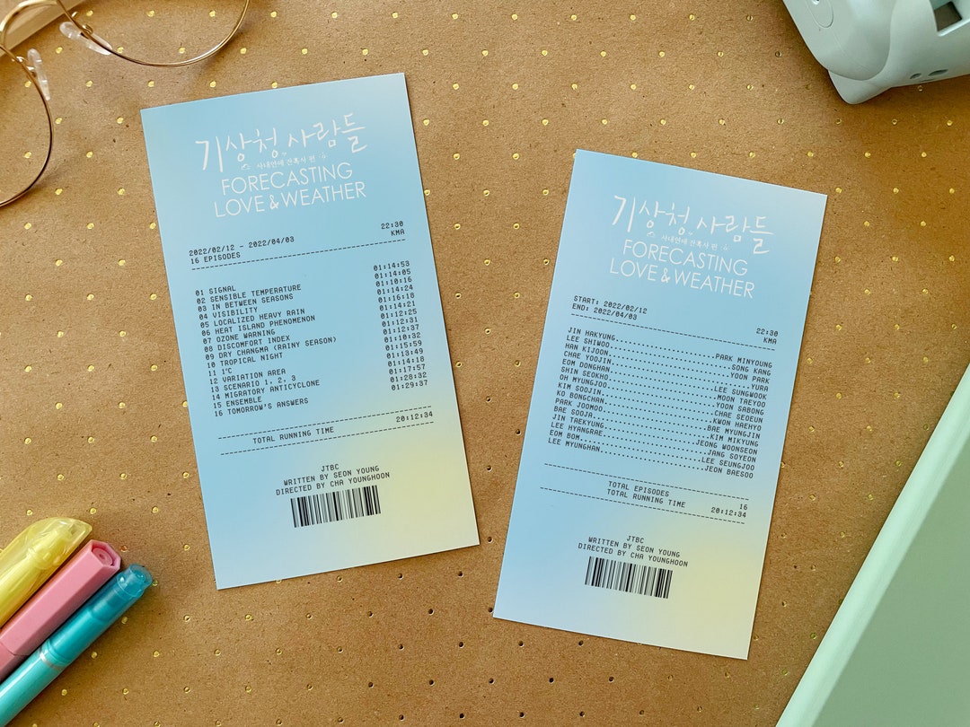 Forecasting Love and Weather -- Kdrama Receipts - Etsy