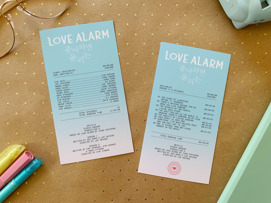 LOVE ALARM -- Kdrama Receipts - Etsy
