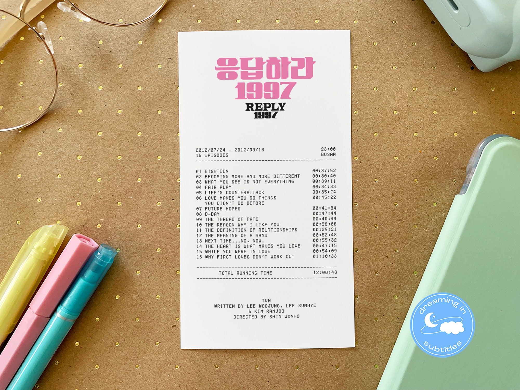 REPLY 1997 1994 1988 Series -- Kdrama Receipts - Etsy