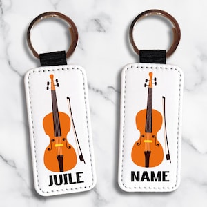 Personalized Violin Keychain: Custom Name Music Gift, PU Leather - Etsy