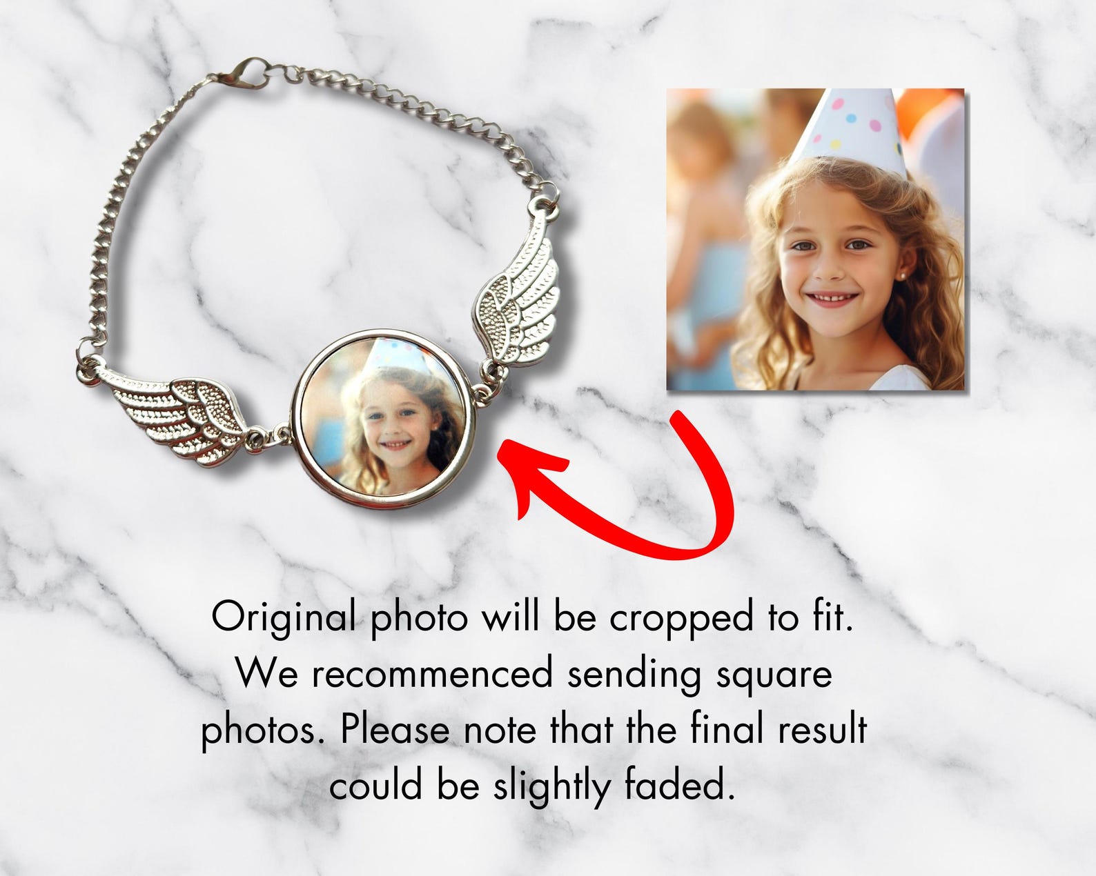 Custom Photo Angel Wing Bracelets– Personalized Keepsake Jewelry, Gift ...