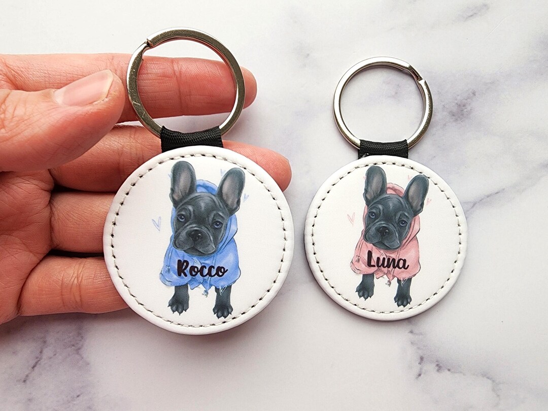 Custom Name Frenchie Keychain, Cute French Bulldog Keychain, Frenchie ...