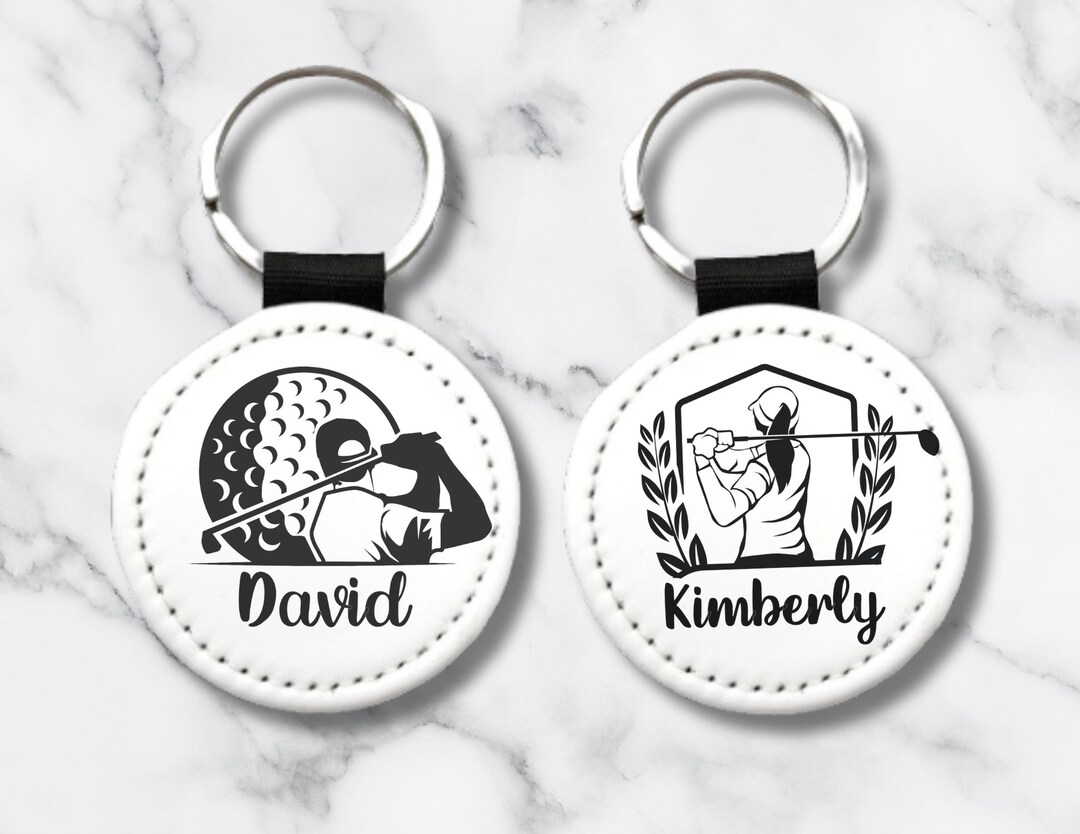 PU Vegan Leather Custom Name Golf Key Chain, Golf Lovers Gift, Golf ...