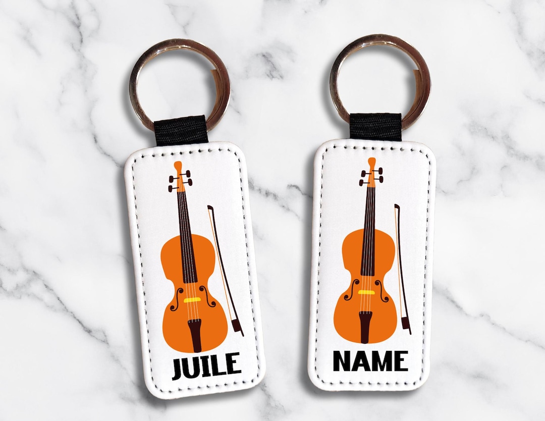 Personalized Violin Keychain: Custom Name Music Gift, PU Leather - Etsy