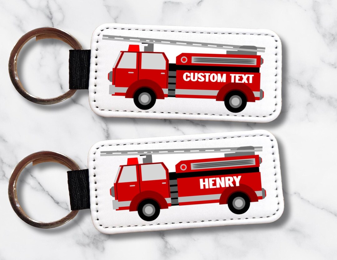 Custom Fire Truck Keychain – Personalized Name Tag Key Ring for Kids or ...