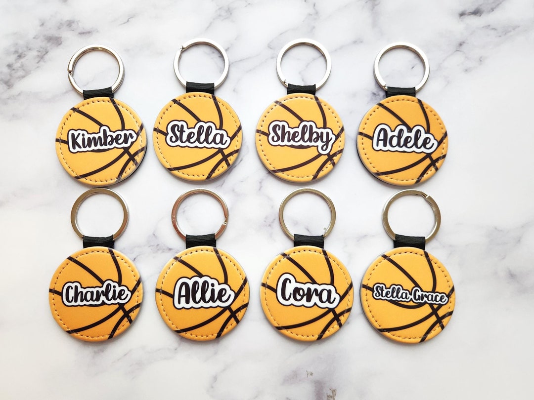 PU Vegan Leather Custom Basketball Key Chain, Personalized Sports Team ...