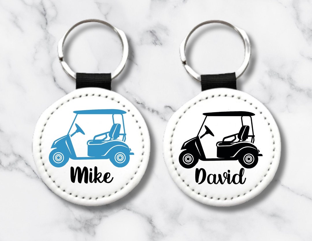 PU Vegan Leather Custom Name Golf Cart Key Chain, Golf Lovers Gift ...