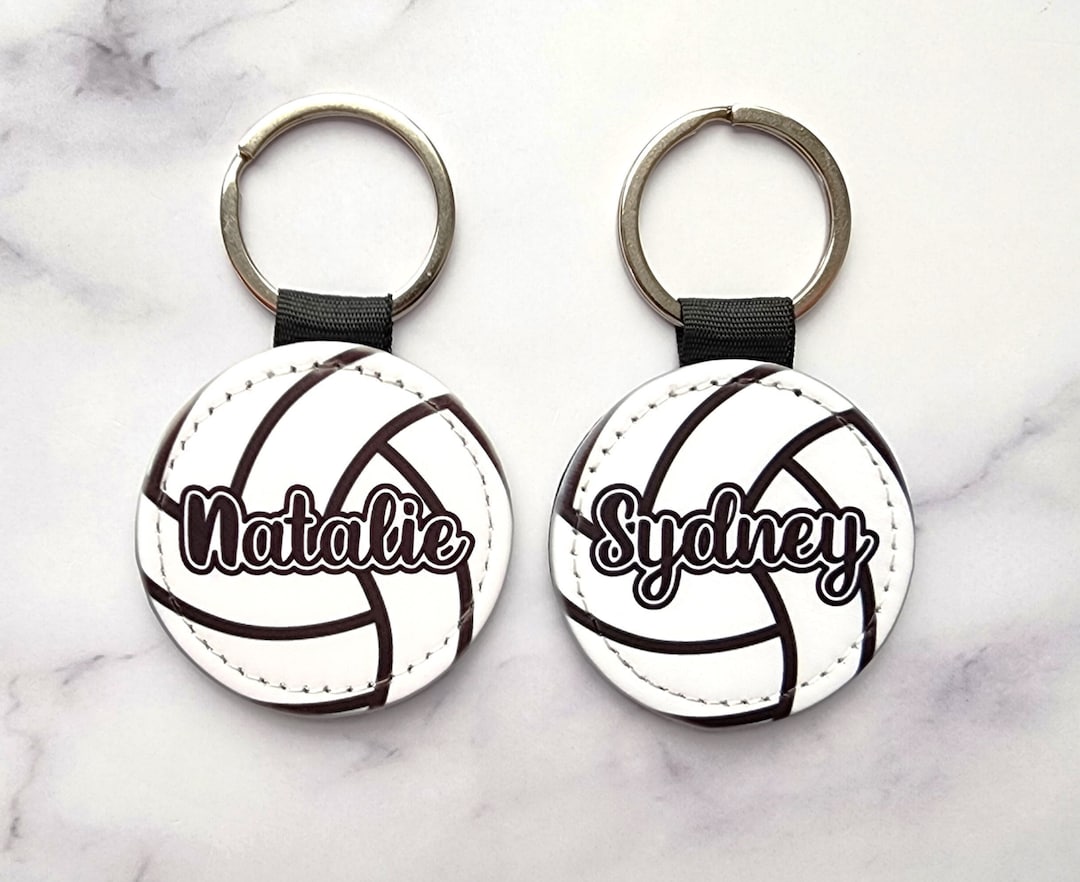 Personalized Volleyball Keychain: Vegan Leather Sports Team Keyring - Etsy