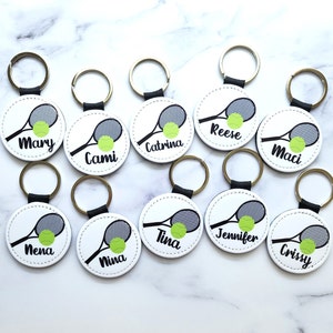 PU Vegan Leather Custom Tennis Racket Ball Key Chain, Personalized ...