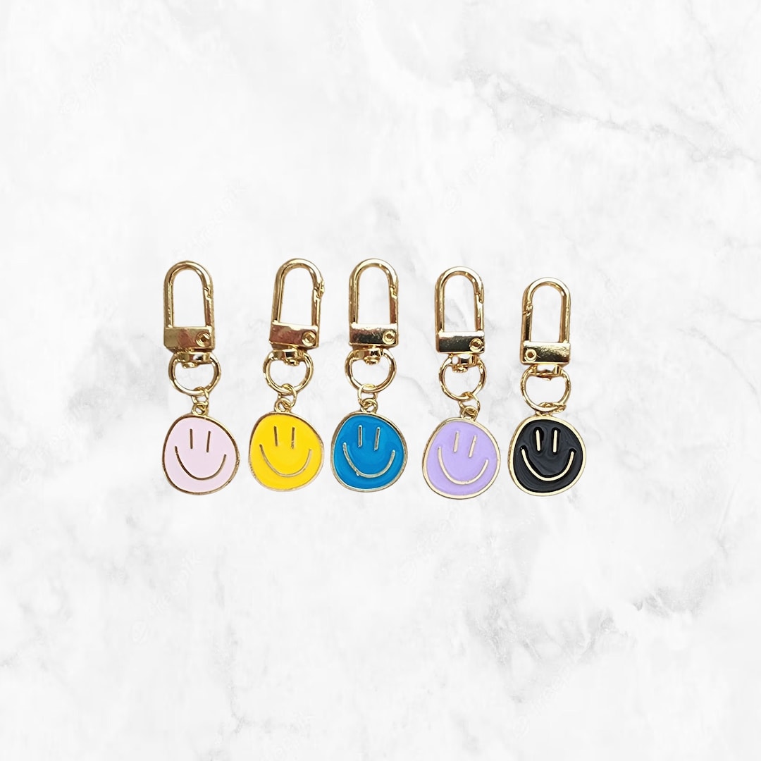 Retro Groovy Smiley Faces Key Chain Charms - Etsy