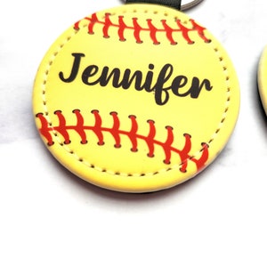 PU Vegan Leather Custom Name Softball Key Chain, Personalized Sports ...