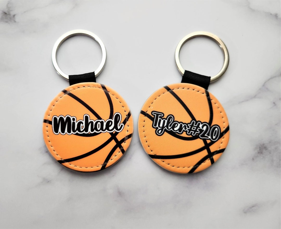 PU Vegan Leather Custom Basketball Key Chain, Personalized Sports Team ...