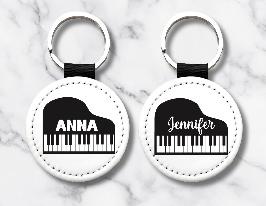 Personalized Piano Keychain: Music Lover Gift, PU Leather Key Ring - Etsy