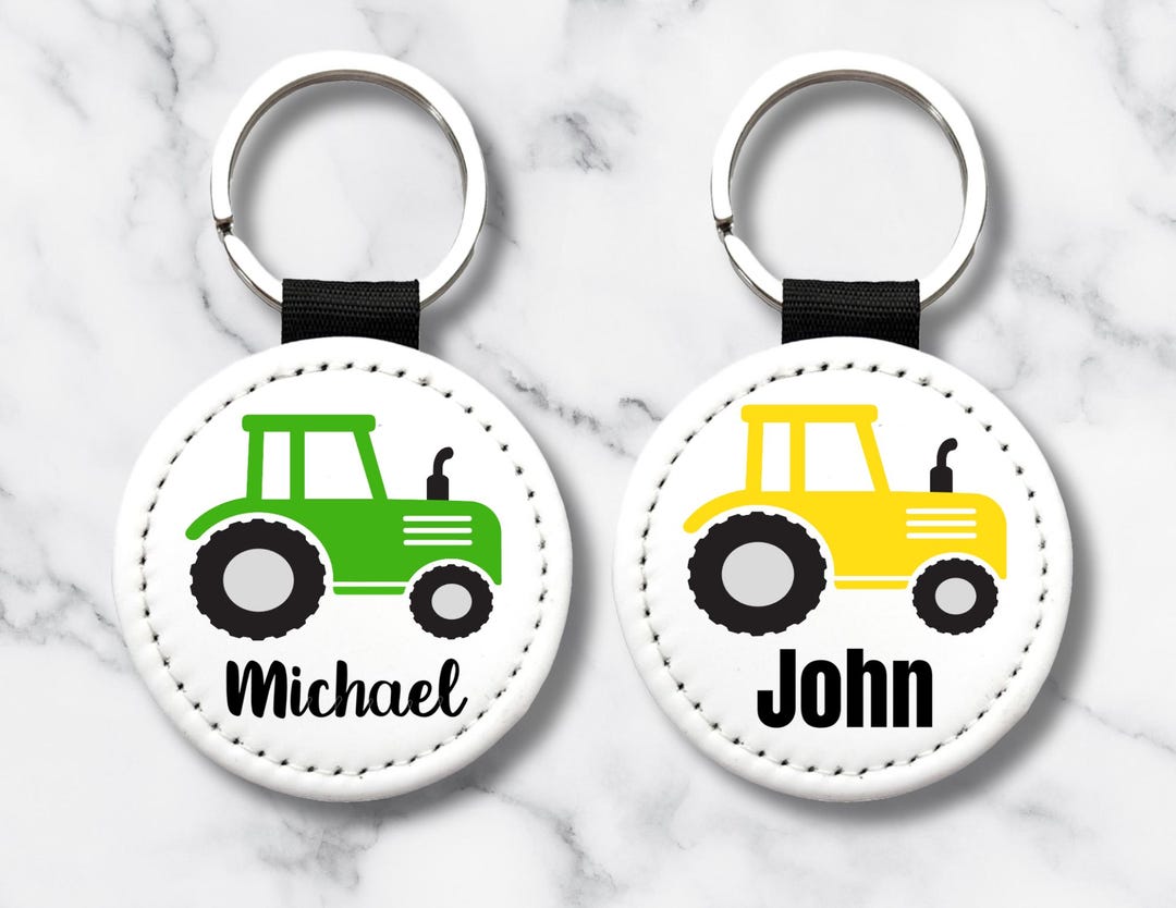 Personalized Name Tractor Keychain, Farmer Gift, Construction Keychain ...