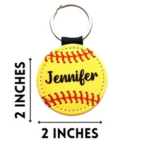 PU Vegan Leather Custom Name Softball Key Chain, Personalized Sports ...