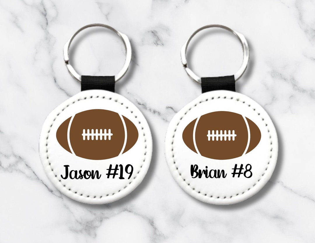 PU Vegan Leather Custom Name Football Key Chain, Personalized Sports ...