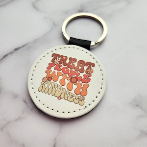Retro TPWK Treat People With Kindness Keychain, PU Leather Key Chain ...