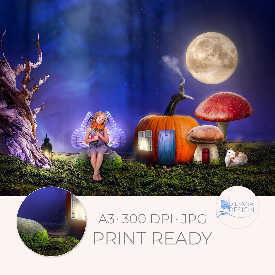 Fantasy Forest Digital Background | Enchanted Fairy House Backdrop ...