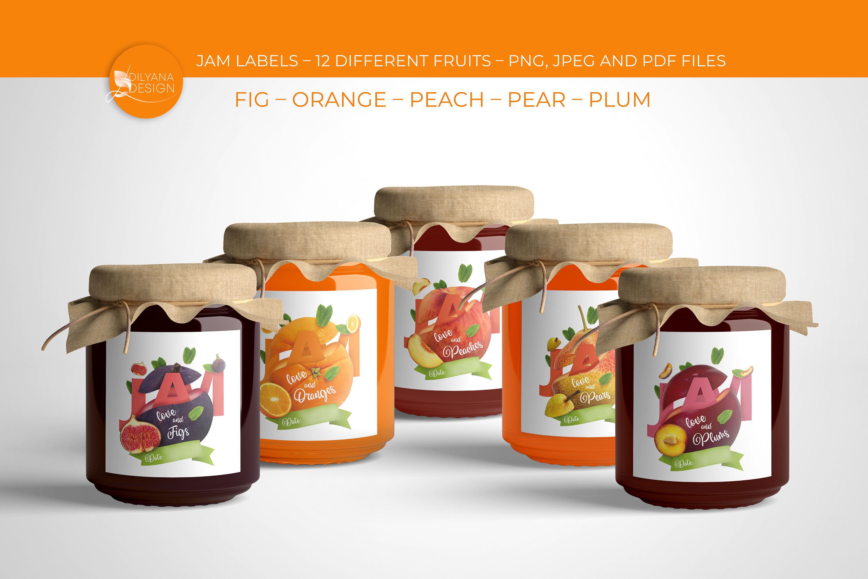 Printable Jam Labels; 12 Different Fruits; Many Sizes for Print ...