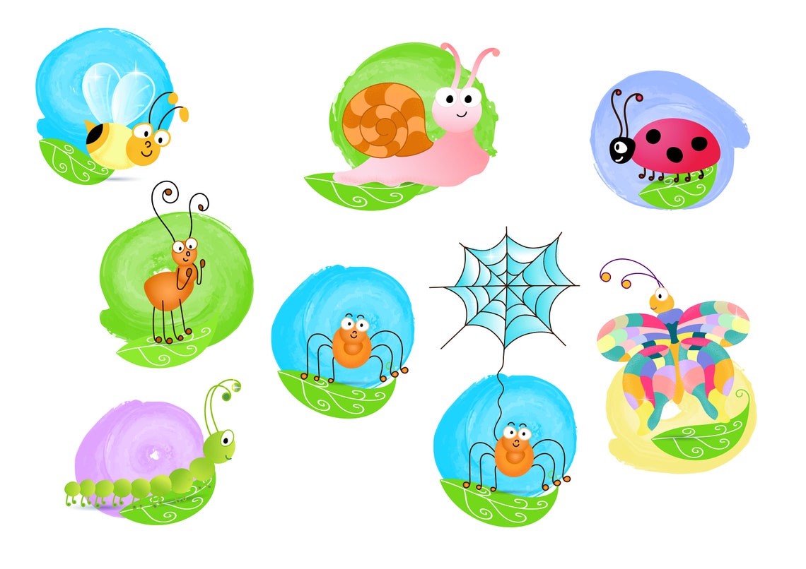 Cute Bugs Clipart Set Collection Bugs Illustration PNG and SVG Files ...