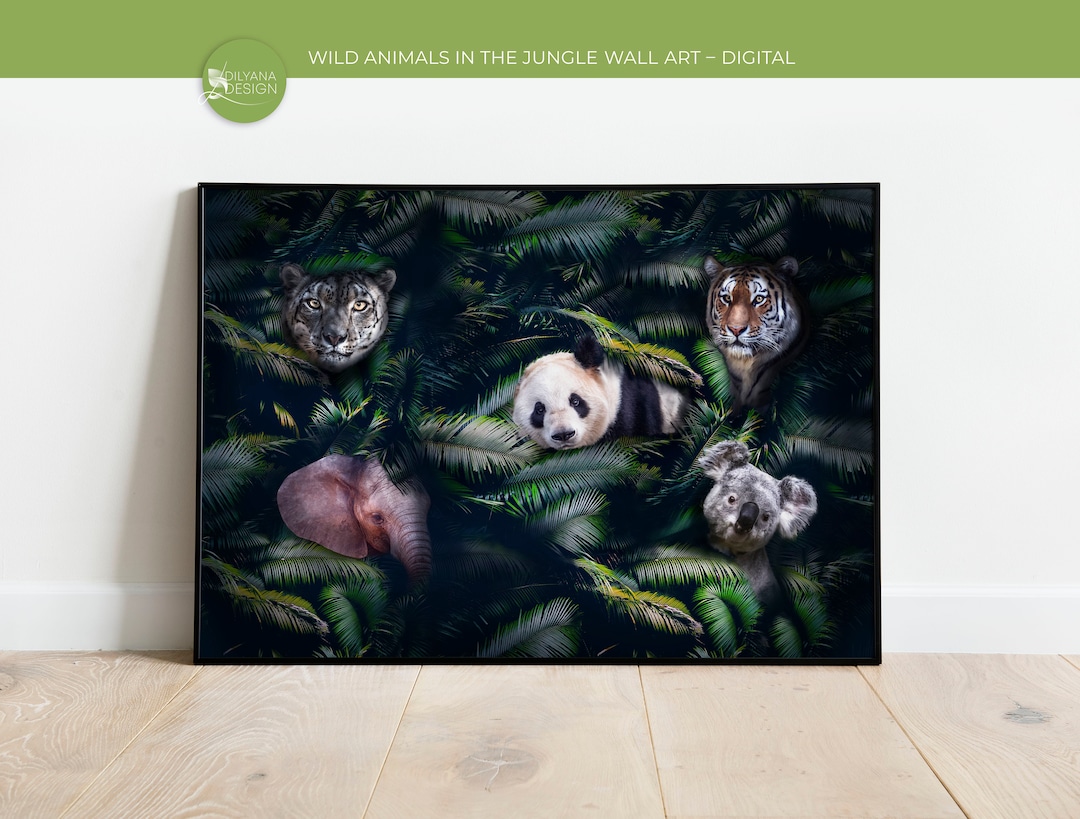 Jungle Printable Cute Wild Animals Print Exotic Wall Art Koala, Panda ...
