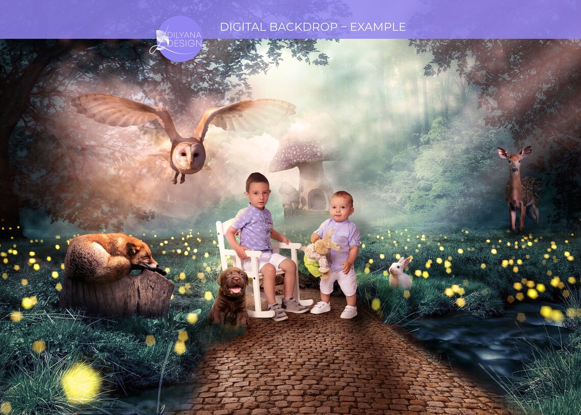 Fantasy Forest Digital Background Composite for Photography Animal ...