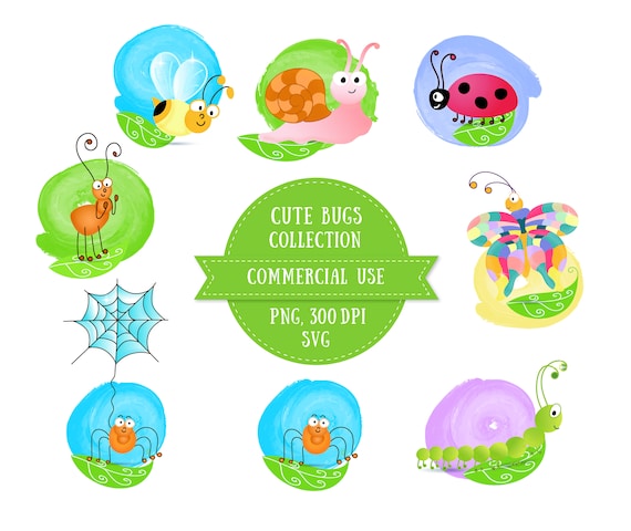 Cute Bugs Clipart Set Collection Bugs Illustration PNG and | Etsy