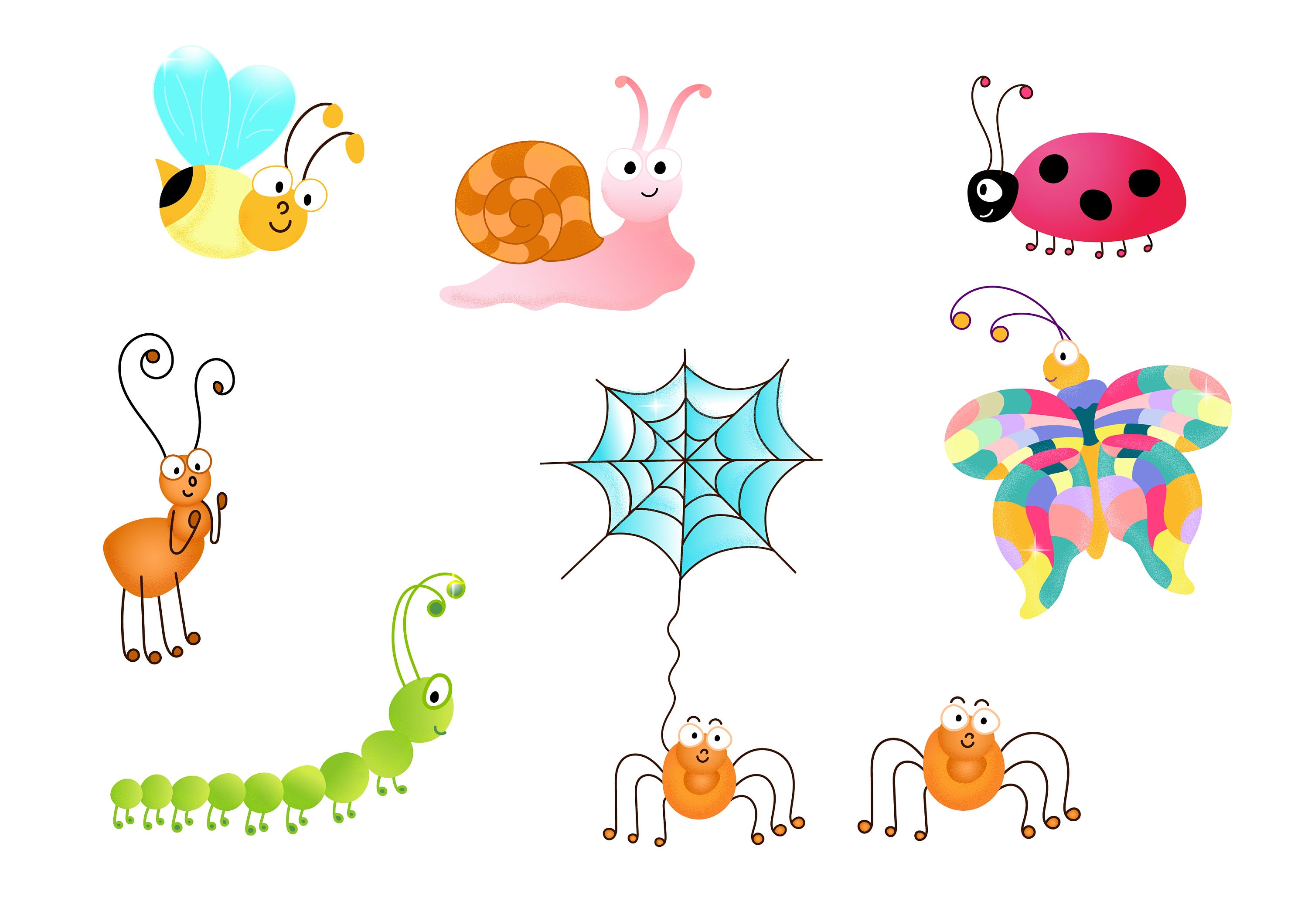 Cute Bugs Clipart Set Collection; Bugs Illustration; PNG and SVG Files ...
