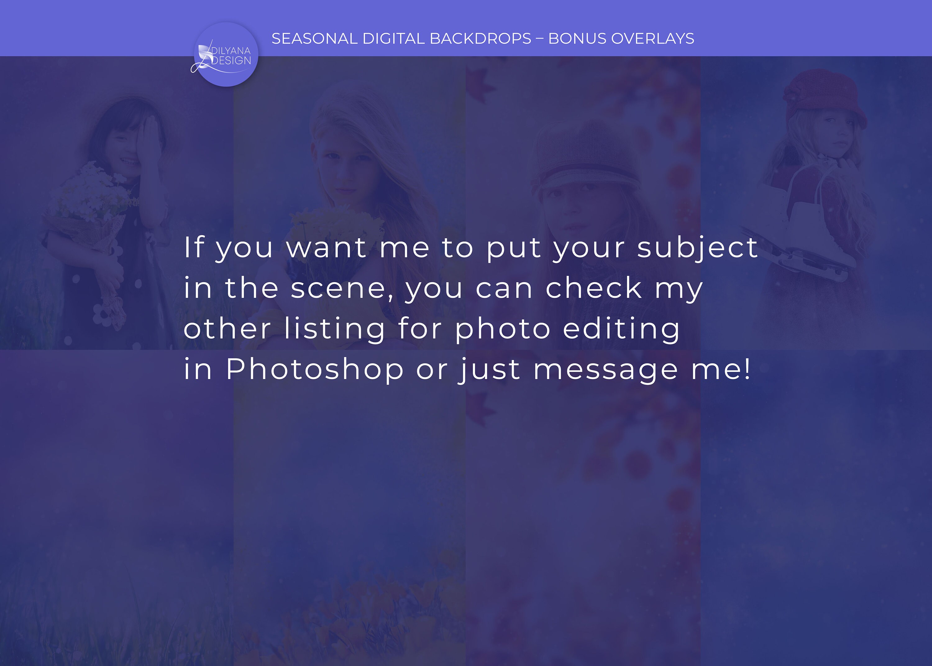 Set of 4 Seasonal Portrait Backgrounds; Spring, Summer, Autumn, Winter ...