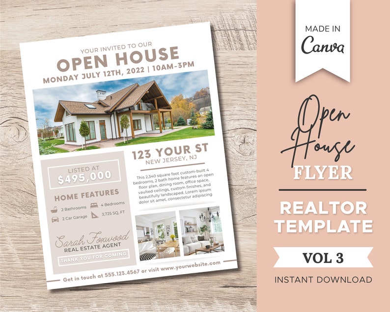 Real Estate Open House Flyer V3 Realtor Editable Template - Etsy