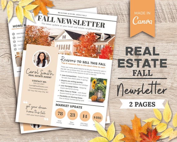 Real Estate Fall Newsletter Real Estate Fall Marketing - Etsy