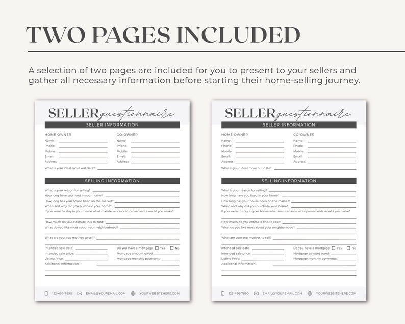 Seller Questionnaire Seller Intake Form Home Seller - Etsy
