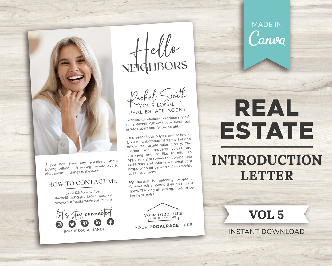 Hello Neighbor Agent Introduction Letter | Real Estate Introduction ...