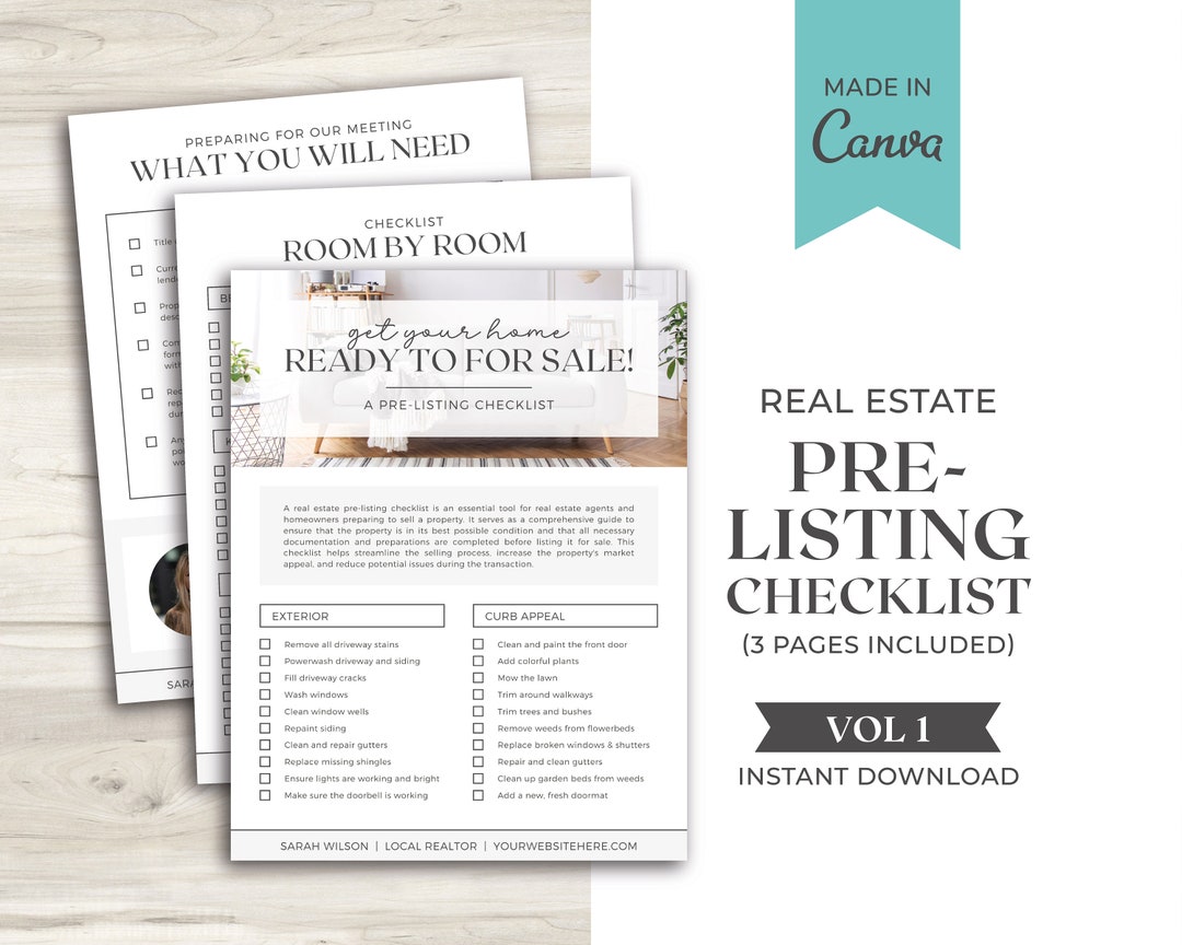 Real Estate Pre-listing Checklist | Real Estate Marketing | Pre Listing ...