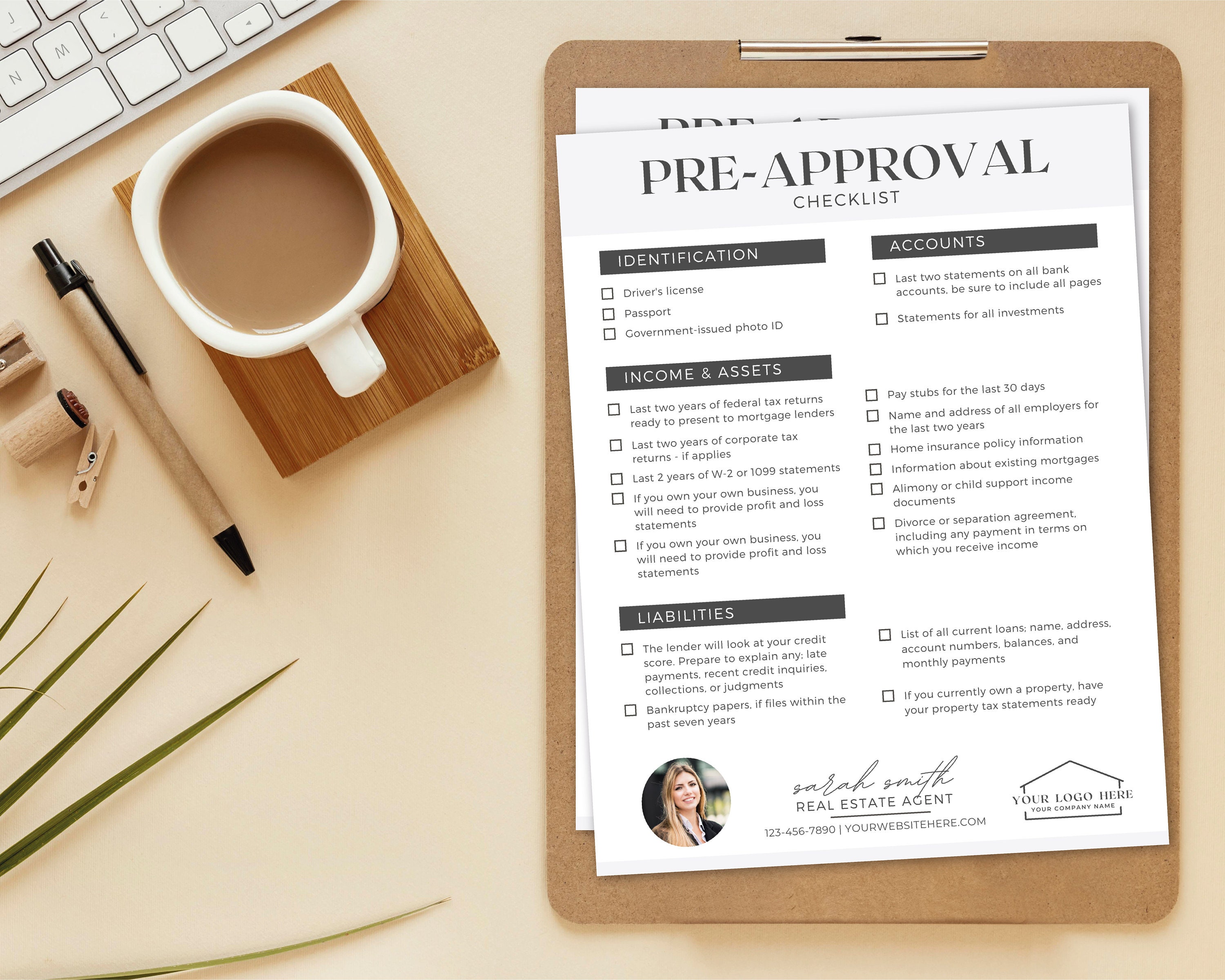 Real Estate Pre-approval Checklist | Mortgage Loan Checklist | Real ...